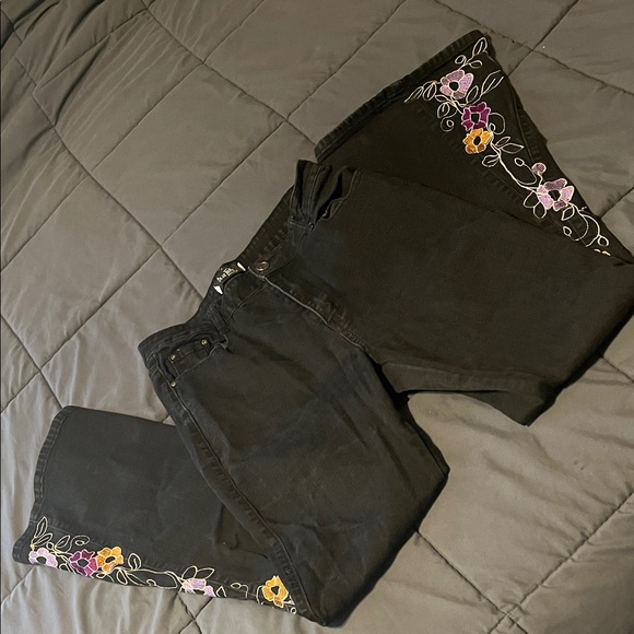 Blue Topic | Jeans | Embroidered Black Flare Jeans | Poshmark